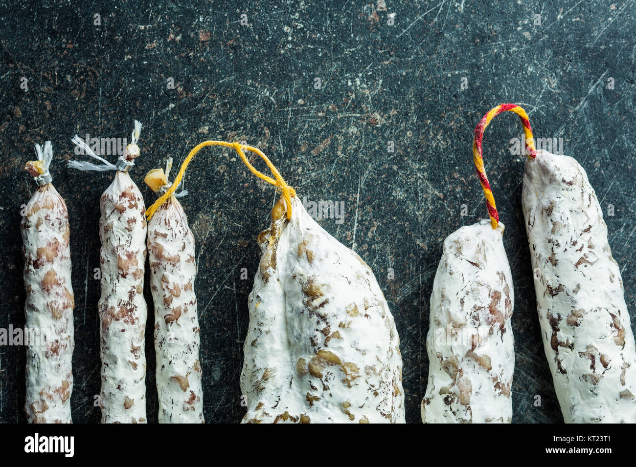 Tasty salami with white mold Stock Photo - Alamy