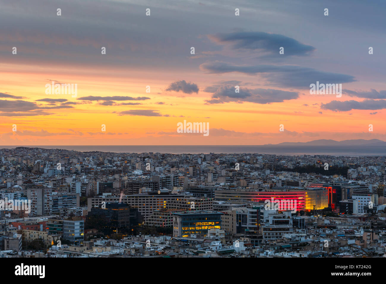 View of Athens from Filopappou Hill at sunrise, Greece Stock Photo - Alamy
