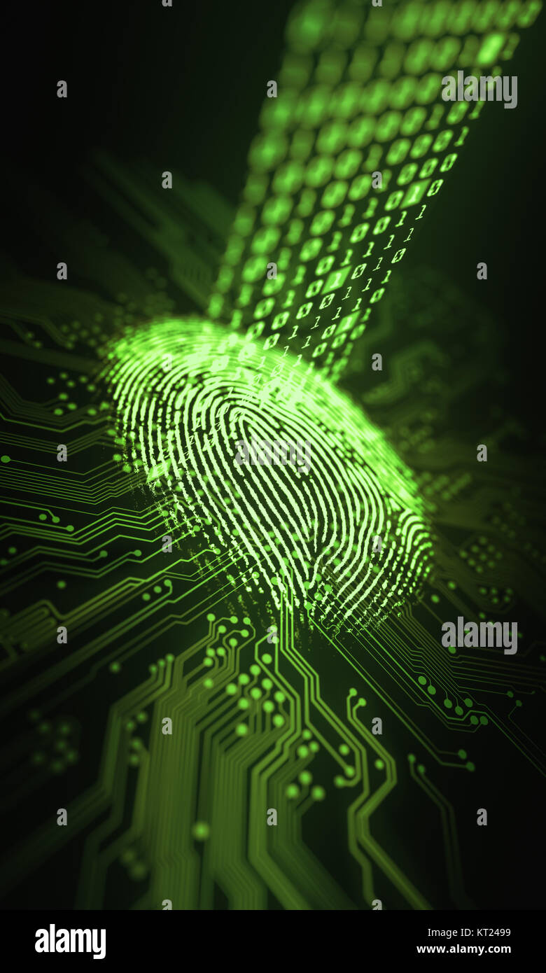 Fingerprint Binary Microchip Stock Photo - Alamy
