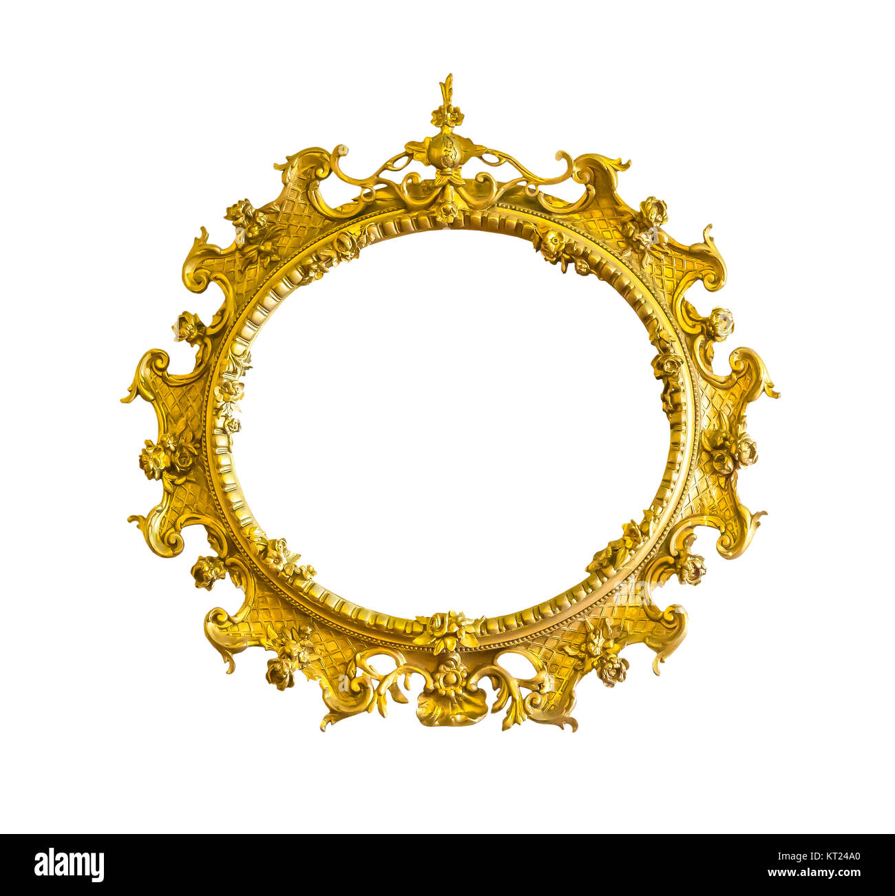 Antique golden ellipse frame isolated Stock Photo - Alamy