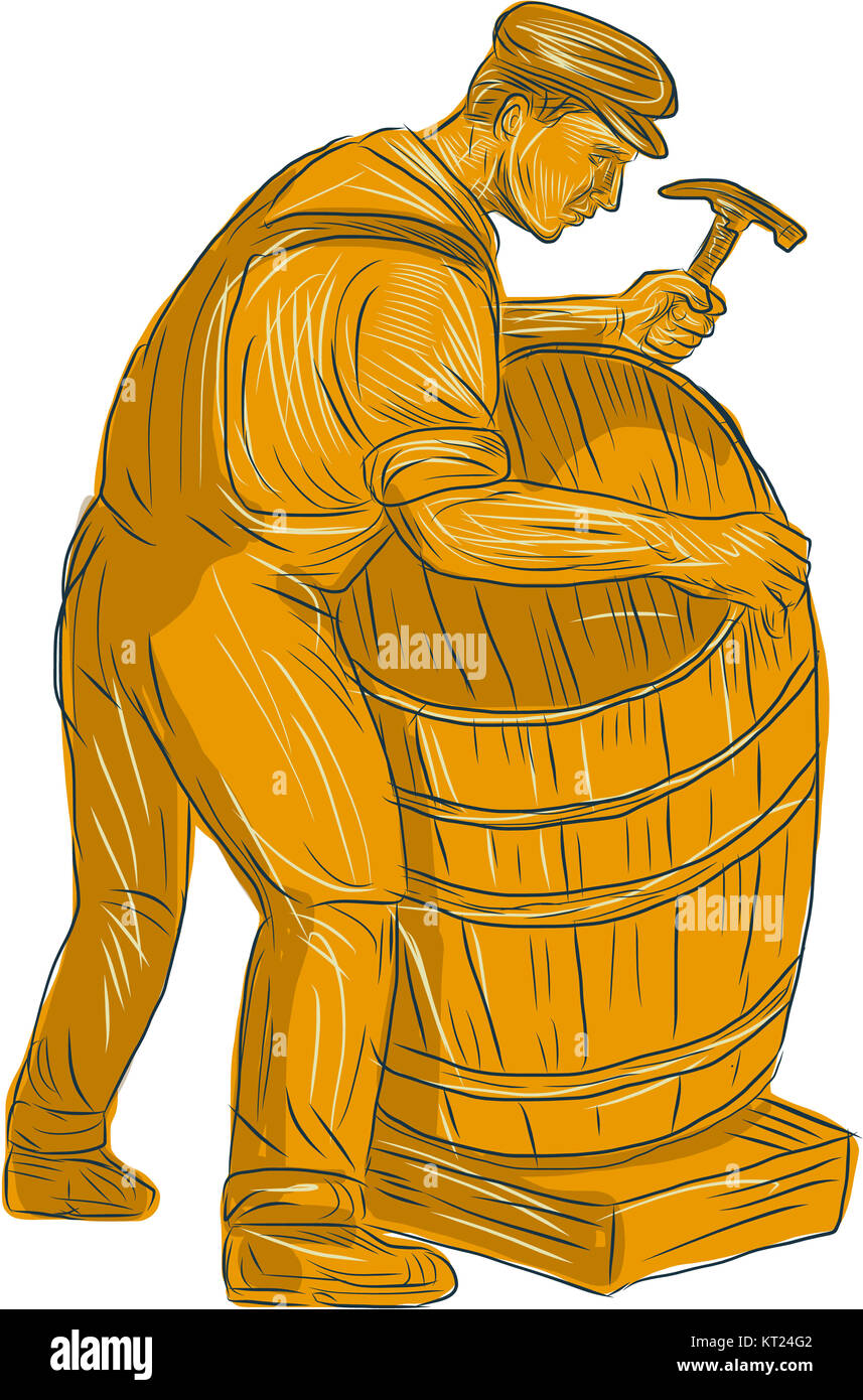 Cooper Making Wooden Barrel Drawing Stock Photo - Alamy Cooper Making Wooden Barrel Drawing Stock Photo - Alamy