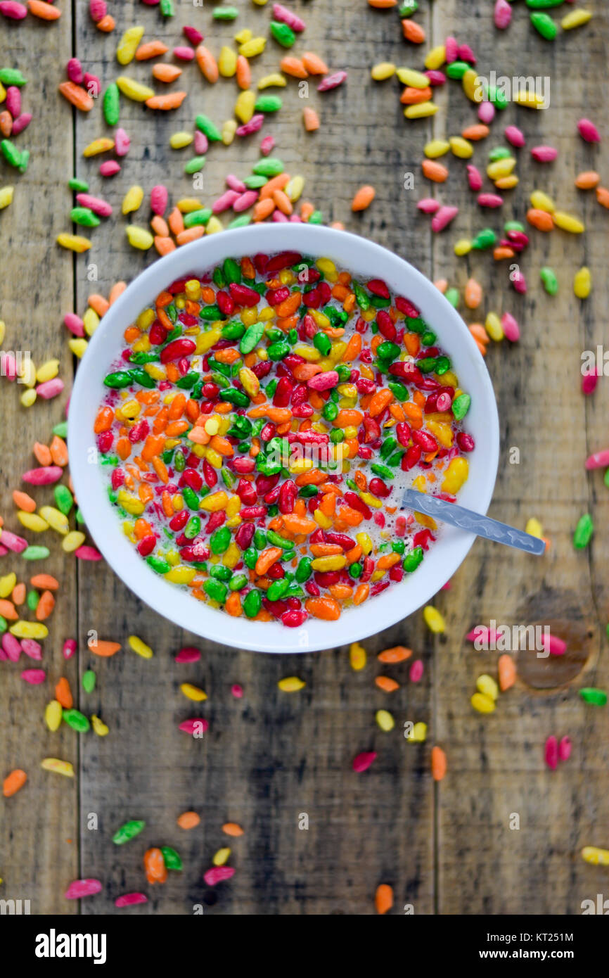 Colorful puffed rice in the bowl Stock Photo - Alamy