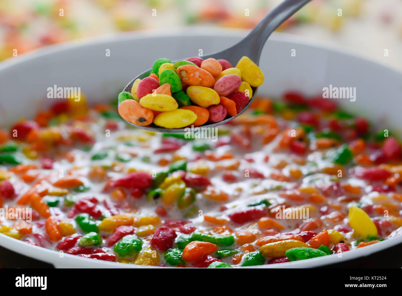 Colorful puffed rice in the bowl Stock Photo - Alamy