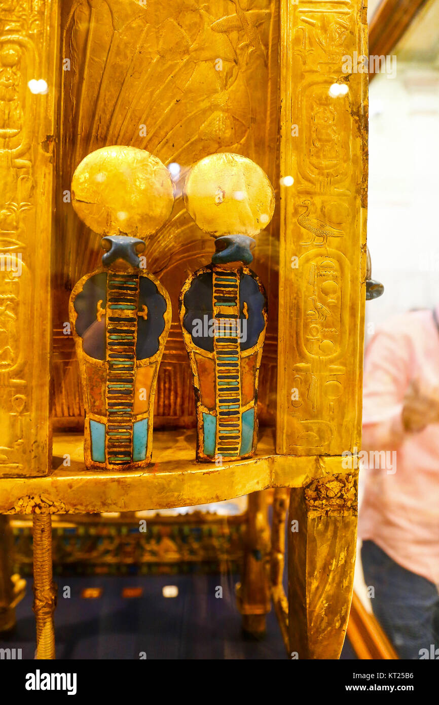 Details of gilded wood from King Tutankhamen's tomb, Egyptian Museum of ...