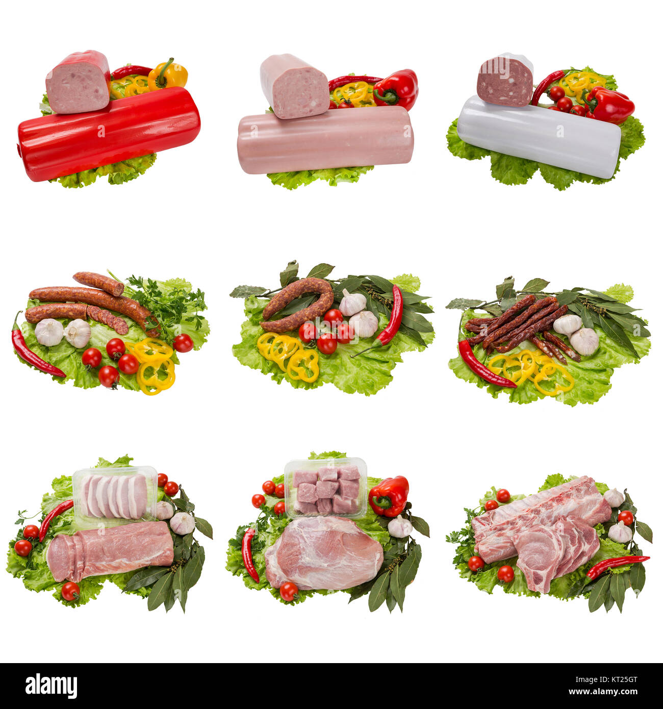 set of a different meat products Stock Photo - Alamy