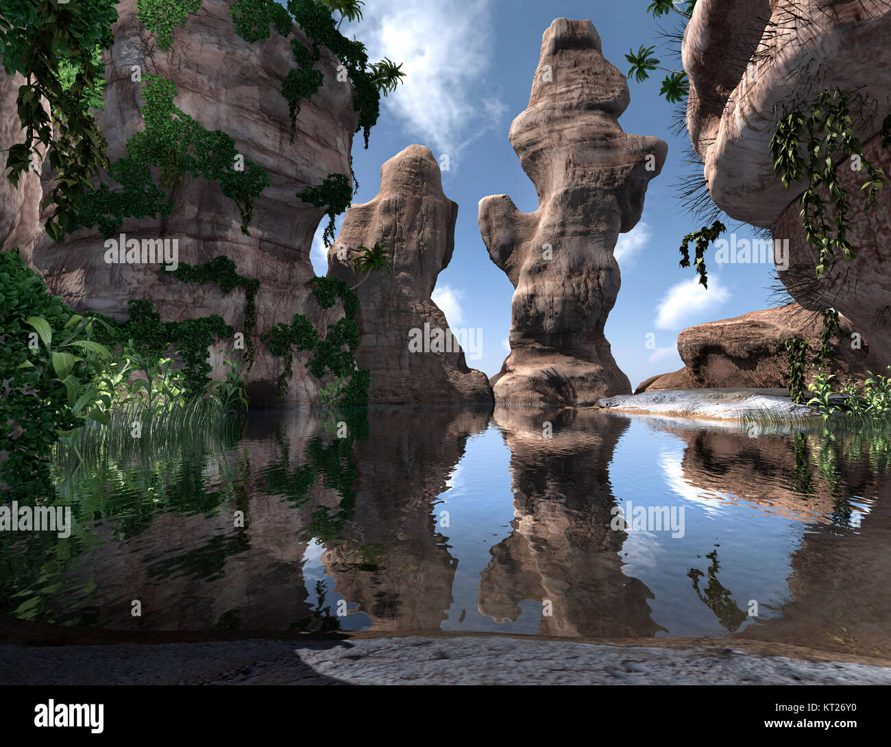 3D Rendering Tropical Island on White Stock Photo - Alamy