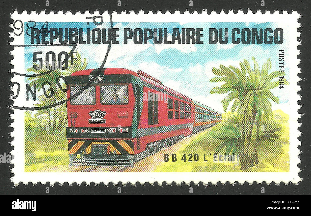 Congo - CIRCA 1984: Stamp on topic of Railway and Trains, shows ...