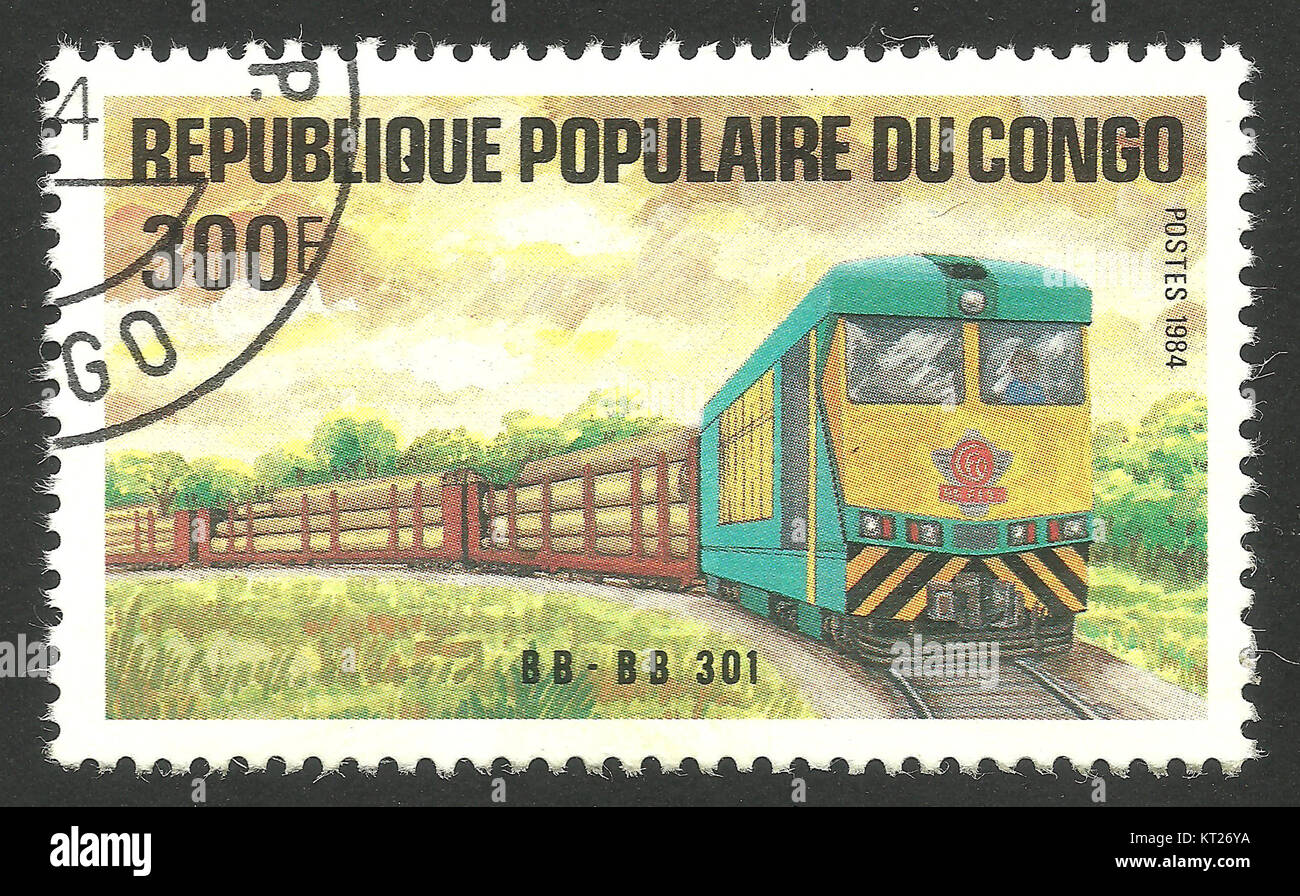 Congo - CIRCA 1984: Stamp on topic of Railway and Trains, shows ...