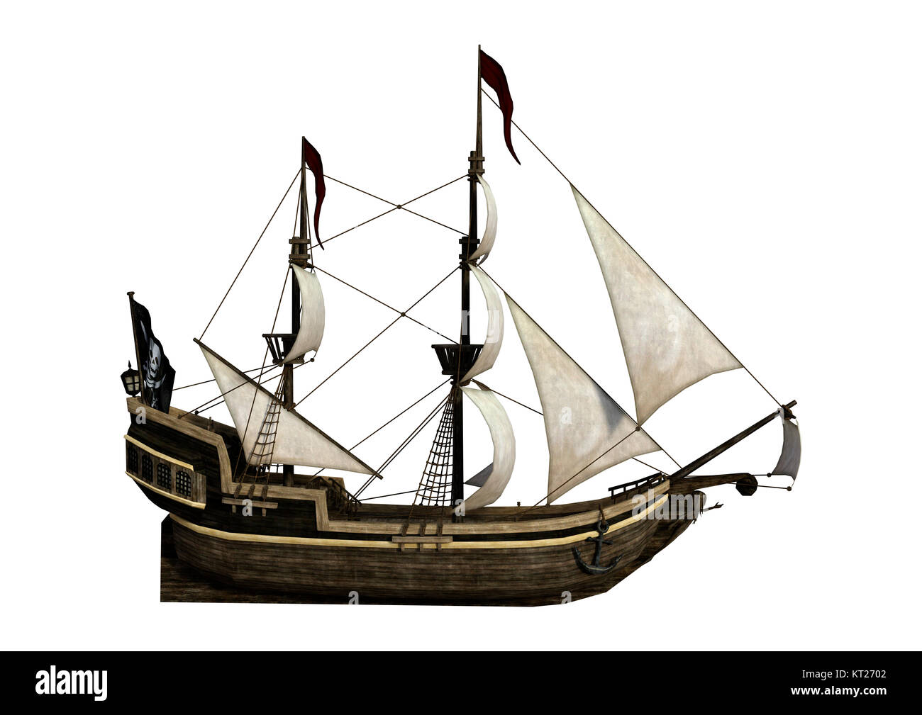 3D Rendering Pirate Ship on White Stock Photo - Alamy