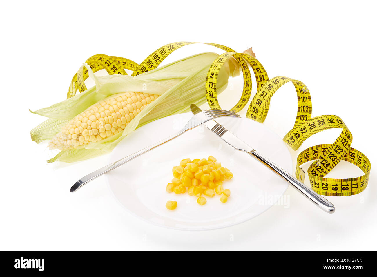 Corn and measuring tape Stock Photo - Alamy