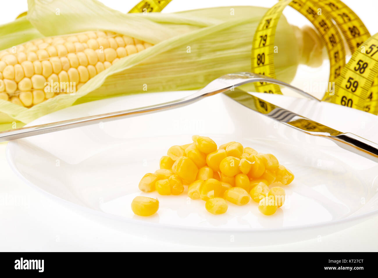 Corn and measuring tape Stock Photo - Alamy