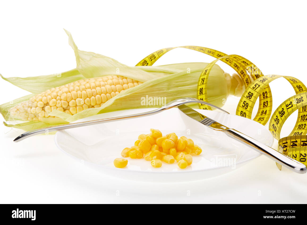 Corn and measuring tape Stock Photo - Alamy
