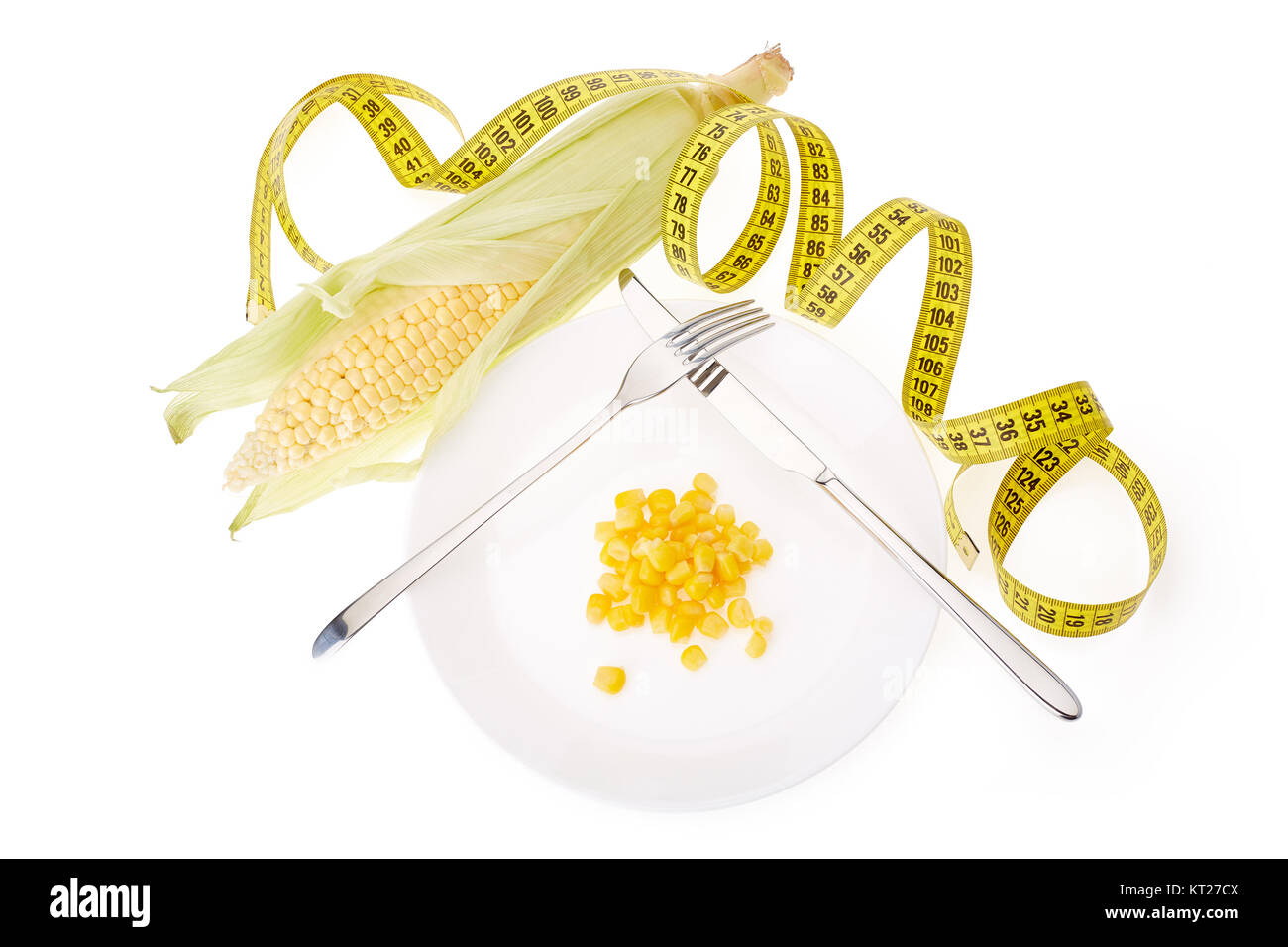 Corn and measuring tape Stock Photo - Alamy