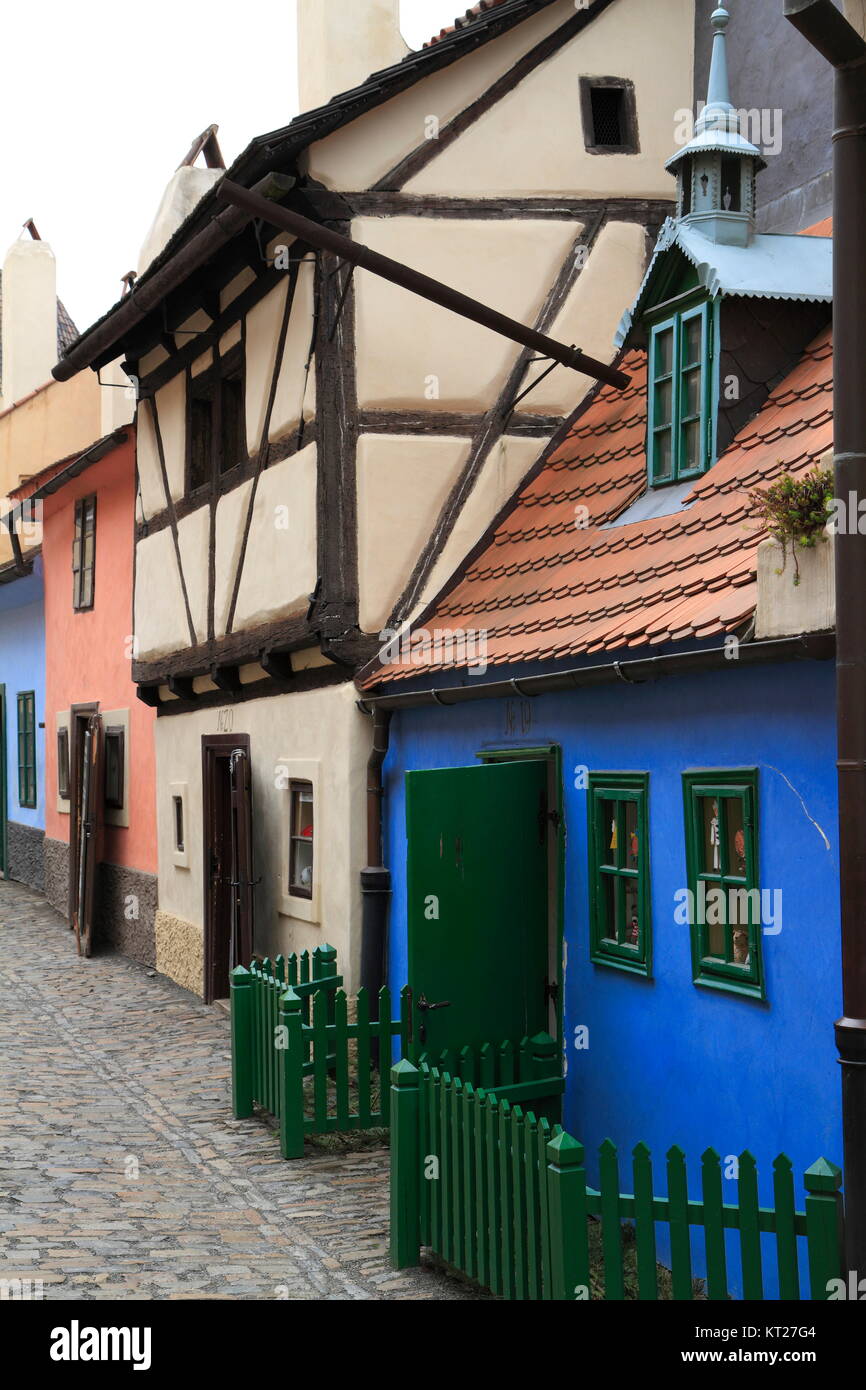 Golden Lane, Golden street inside of Old Royal Palace in Prague, Czech ...