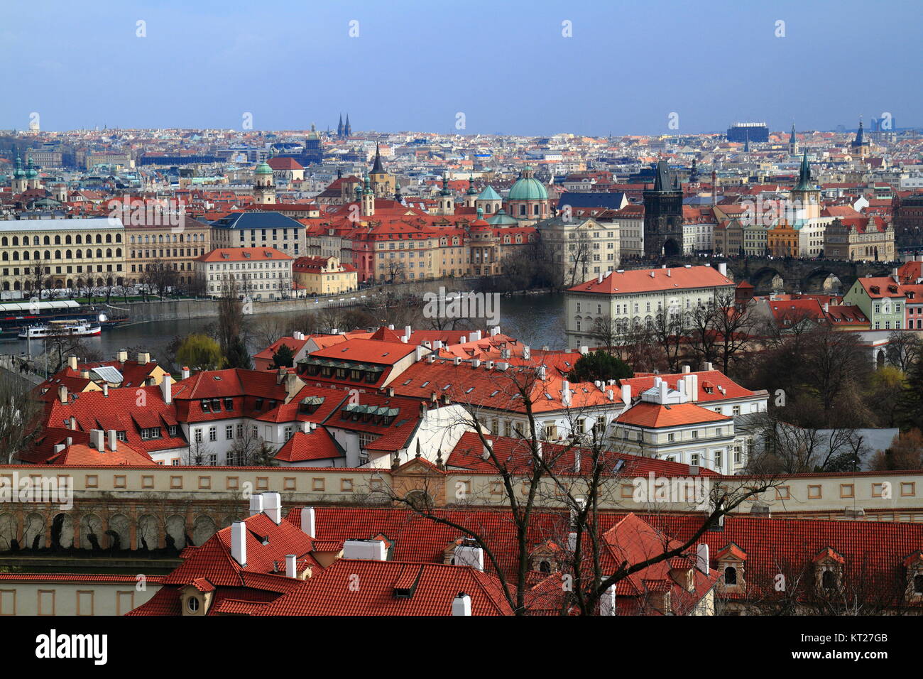 Panoramic view on Prague Old Town from above, Czech Republic Stock ...