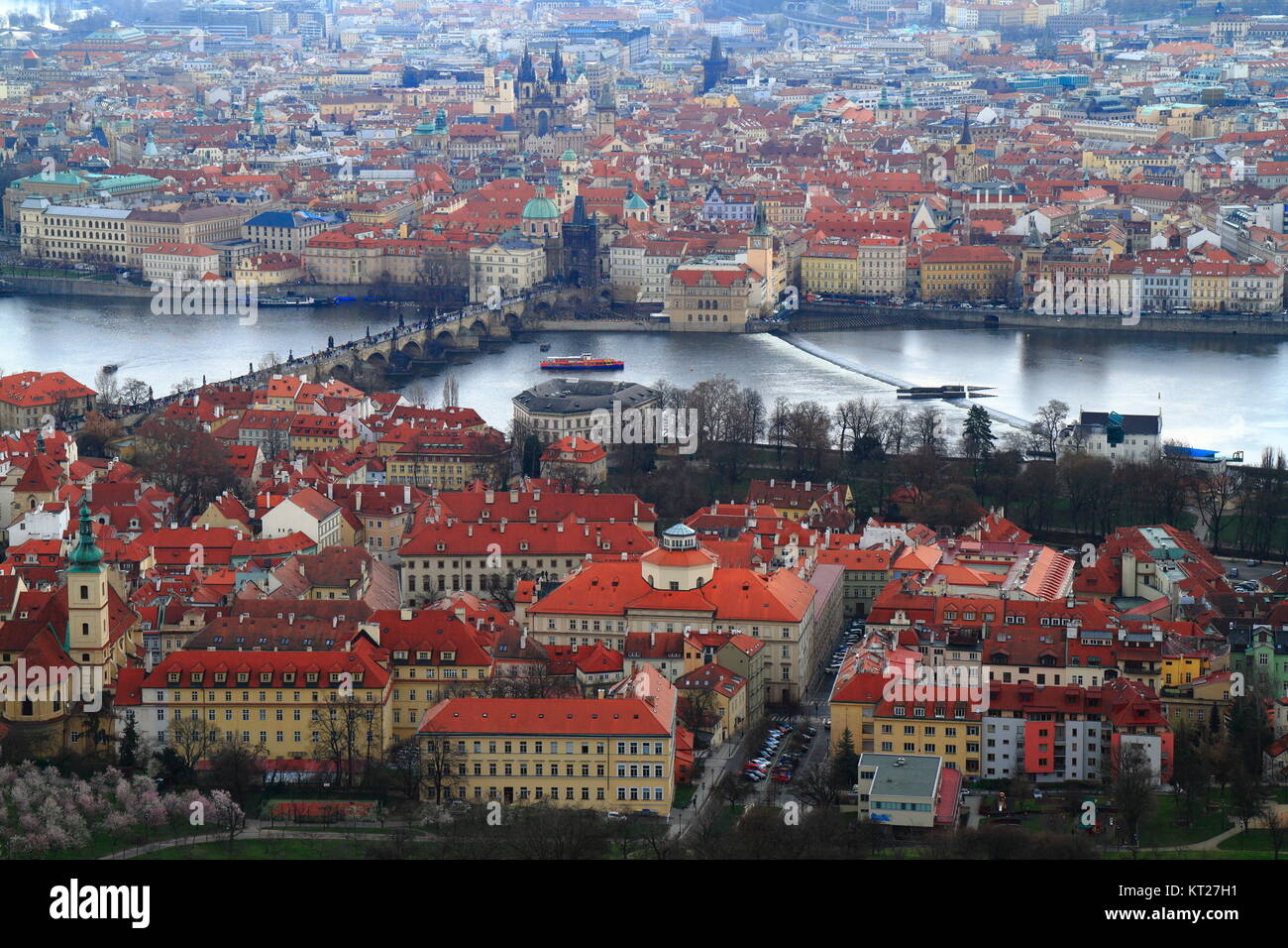 Panoramic view on Prague Old Town from above, Czech Republic Stock ...