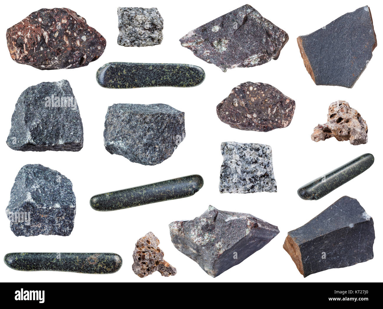 collection of tumbled and raw basalt stones Stock Photo - Alamy