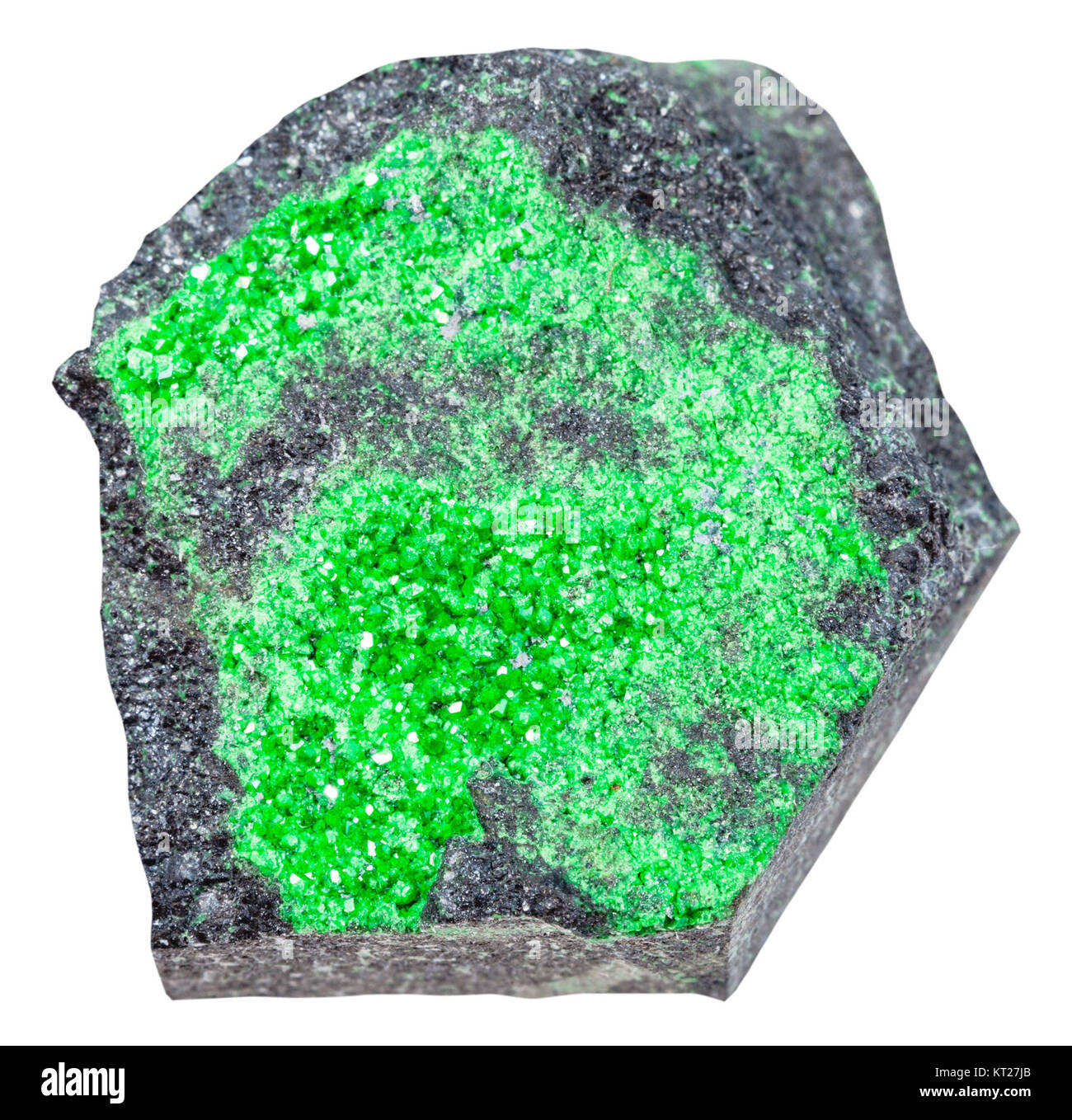 uvarovite crystals on stone isolated Stock Photo - Alamy