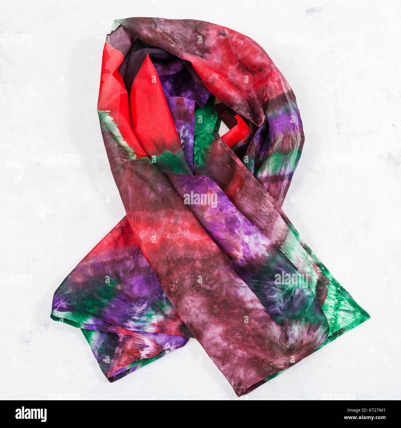silk scarf hand painted in nodular batik technique Stock Photo - Alamy