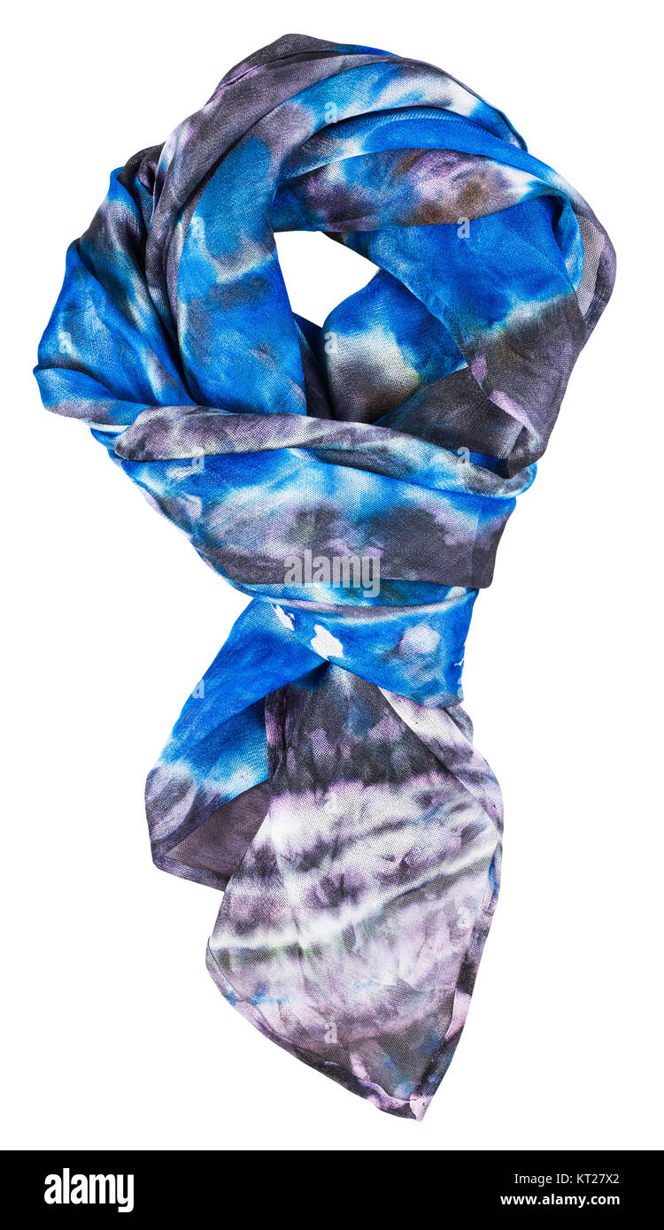 knotted silk scarf with abstract blue pattern Stock Photo - Alamy