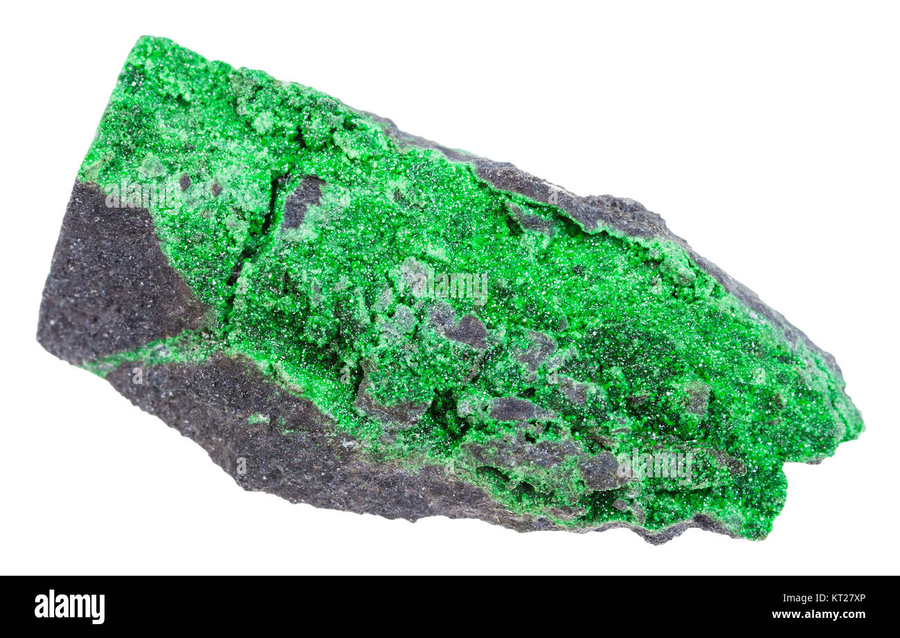 uvarovite crystals on rock isolated Stock Photo - Alamy