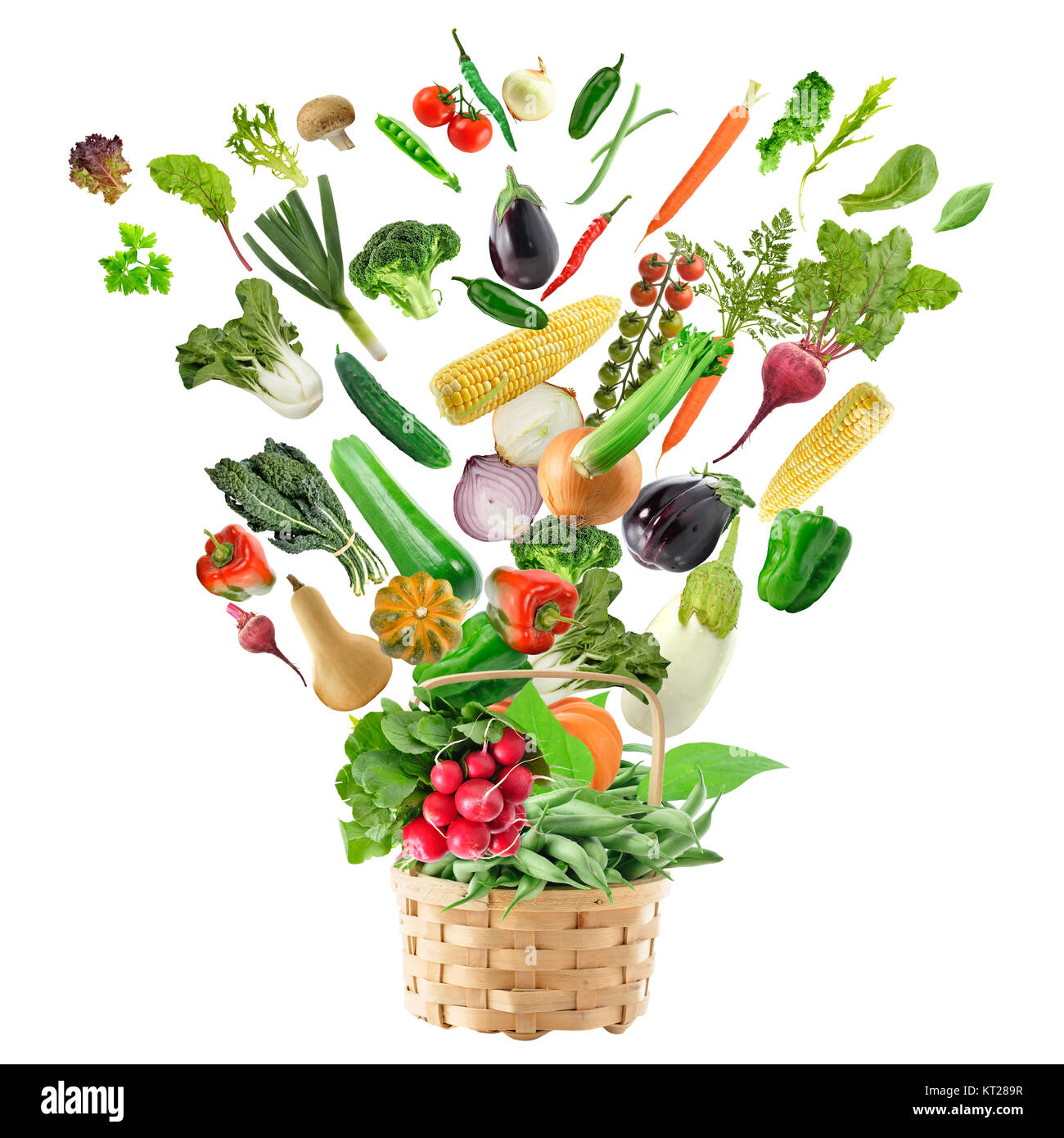 Basket of Healthy Food isolated On White Background Stock Photo - Alamy