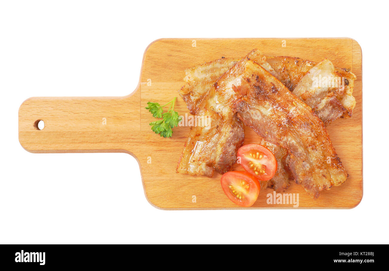 Pan fried side pork bacon Stock Photo - Alamy