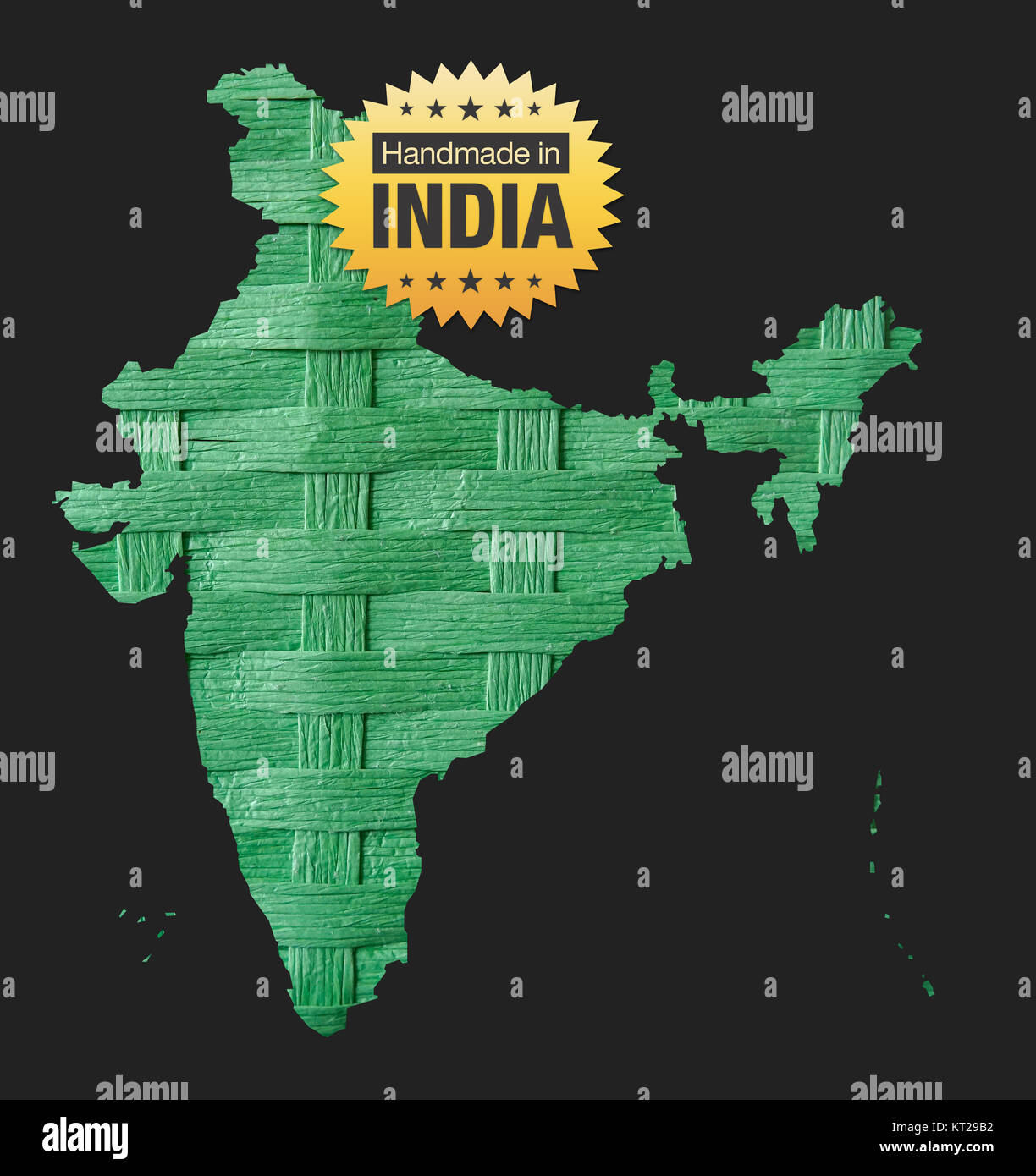 Handmade in India - quality badge map illustration Stock Photo - Alamy