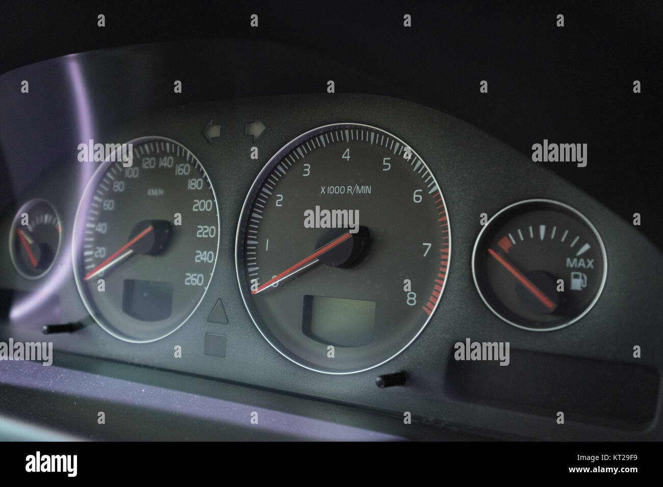 Car Interior Odometer Panel Shows Speed Fuel and Other Signs Stock ...