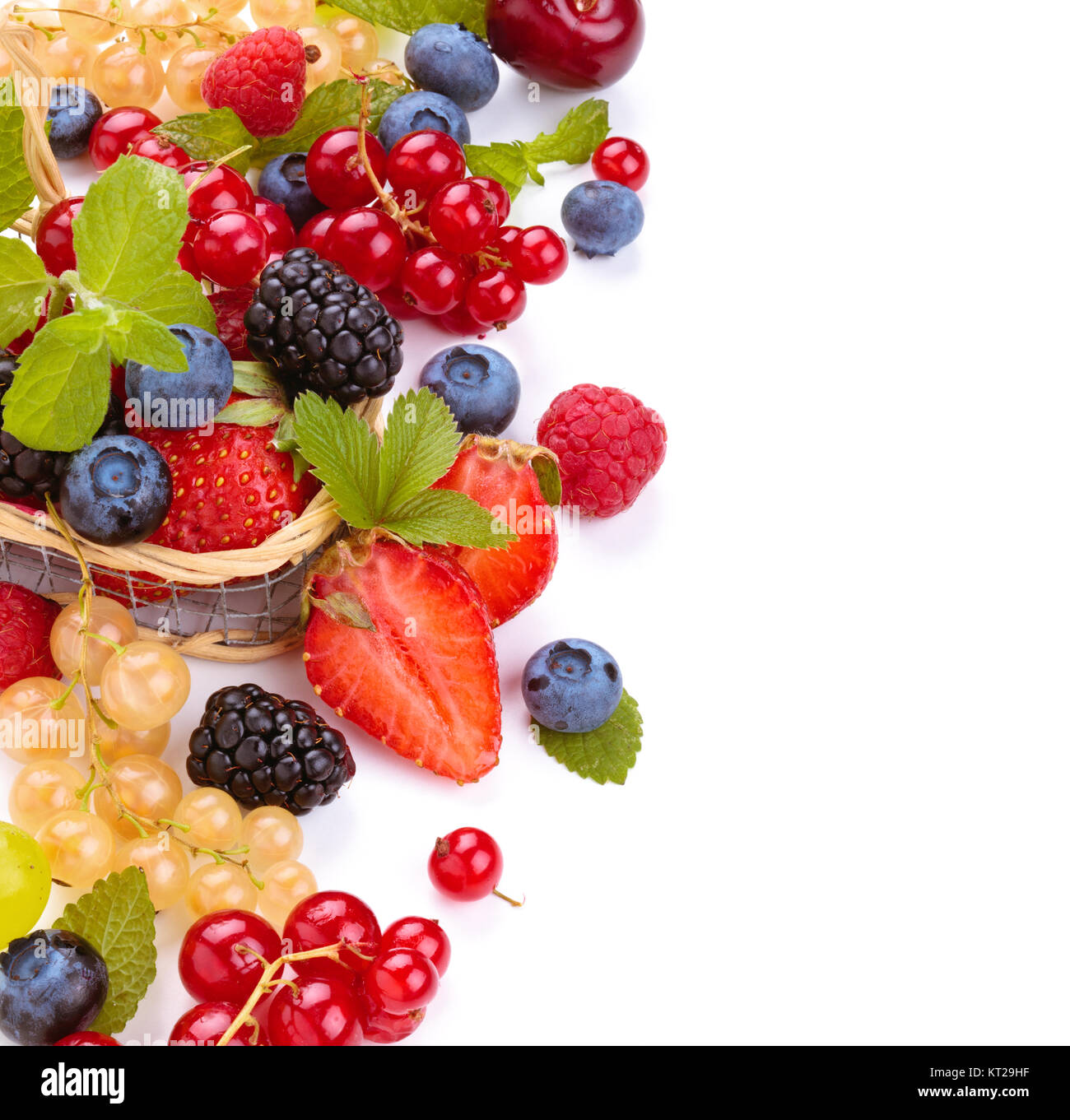 Fresh fruits with leaves Stock Photo - Alamy