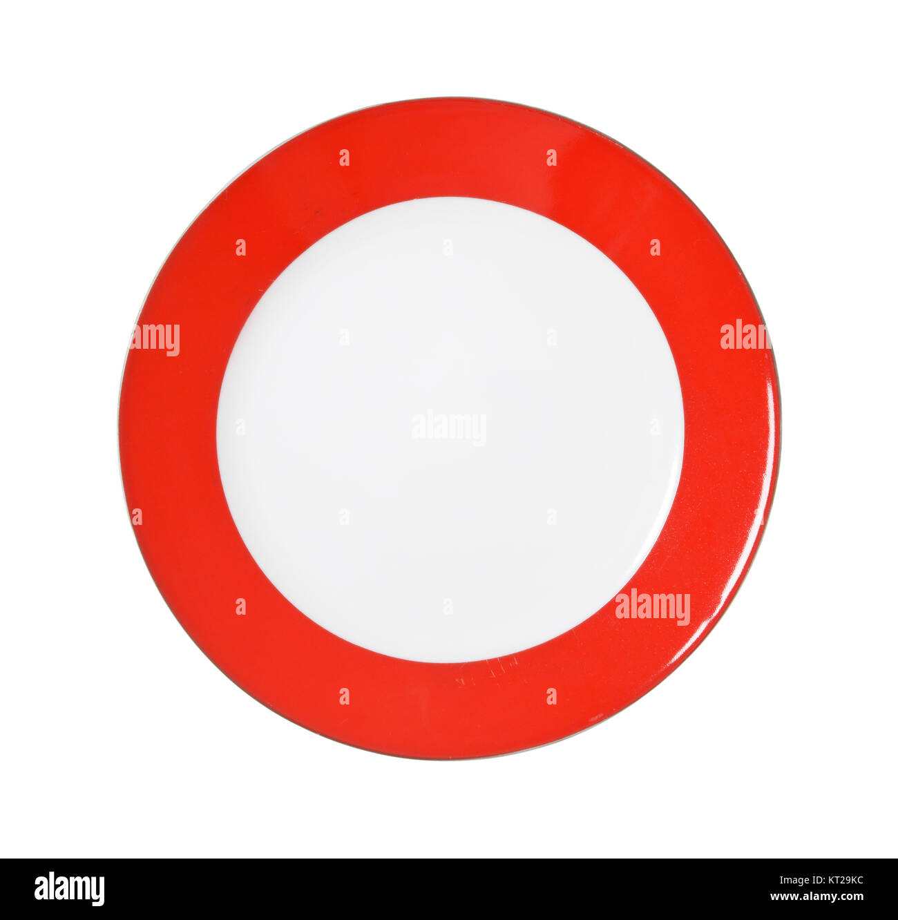 White plate with red rim Stock Photo - Alamy