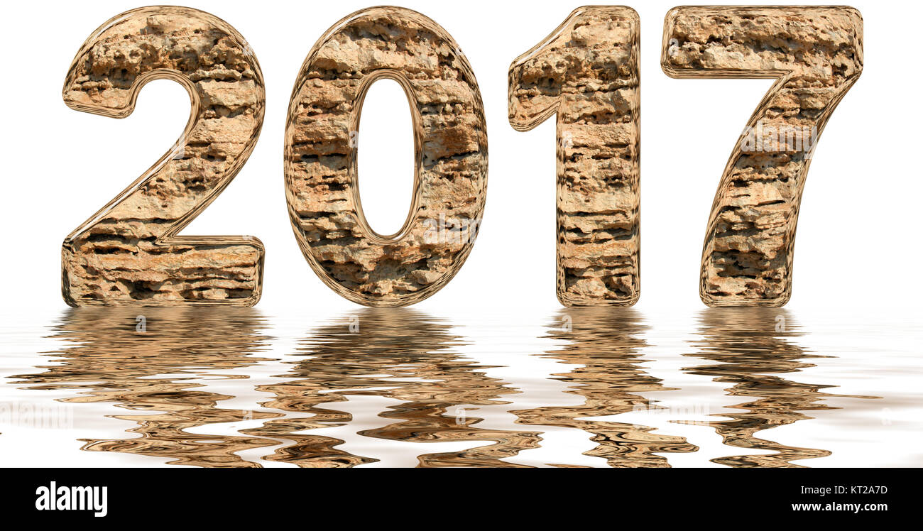 Numeral 2017 with an abstract surface from a natural limestone ...