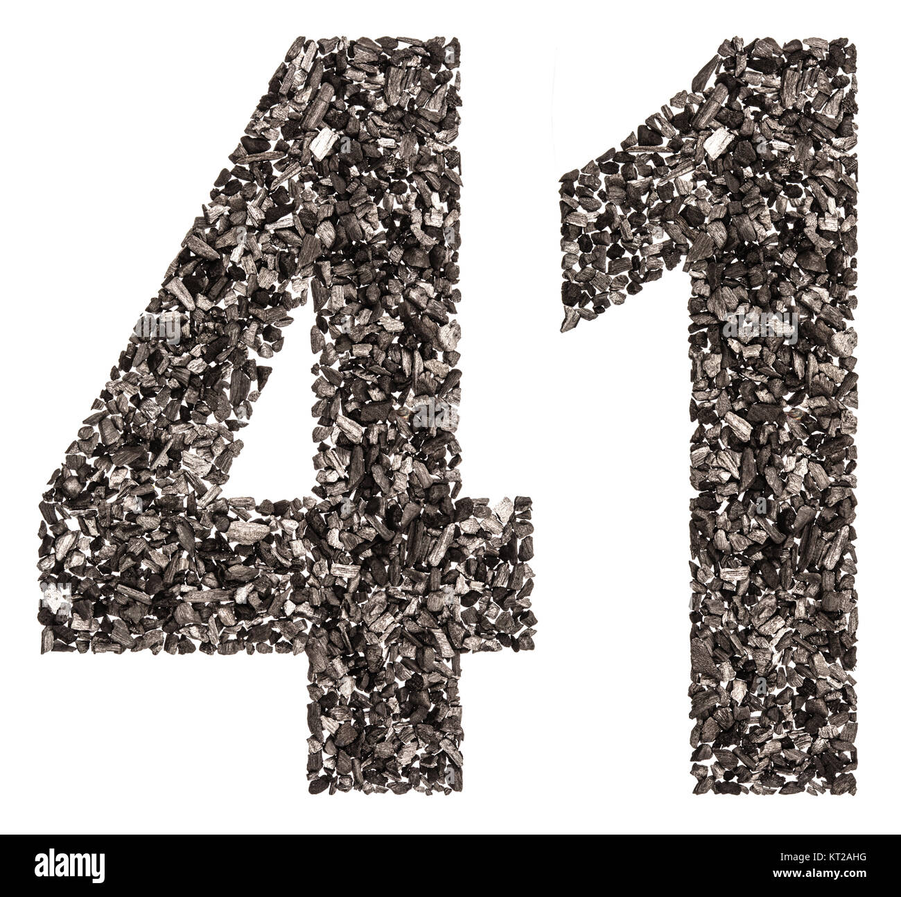 Arabic numeral 41, forty one, from black a natural charcoal, isolated ... Arabic numeral 41, forty one, from black a natural charcoal, isolated ...