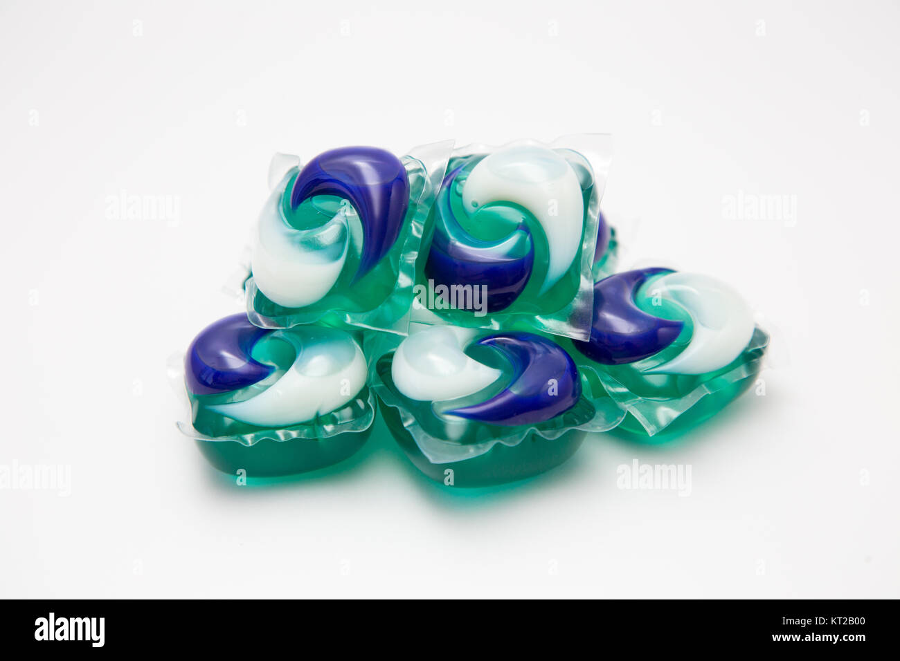Capsules with laundry detergent on a white background Stock Photo - Alamy