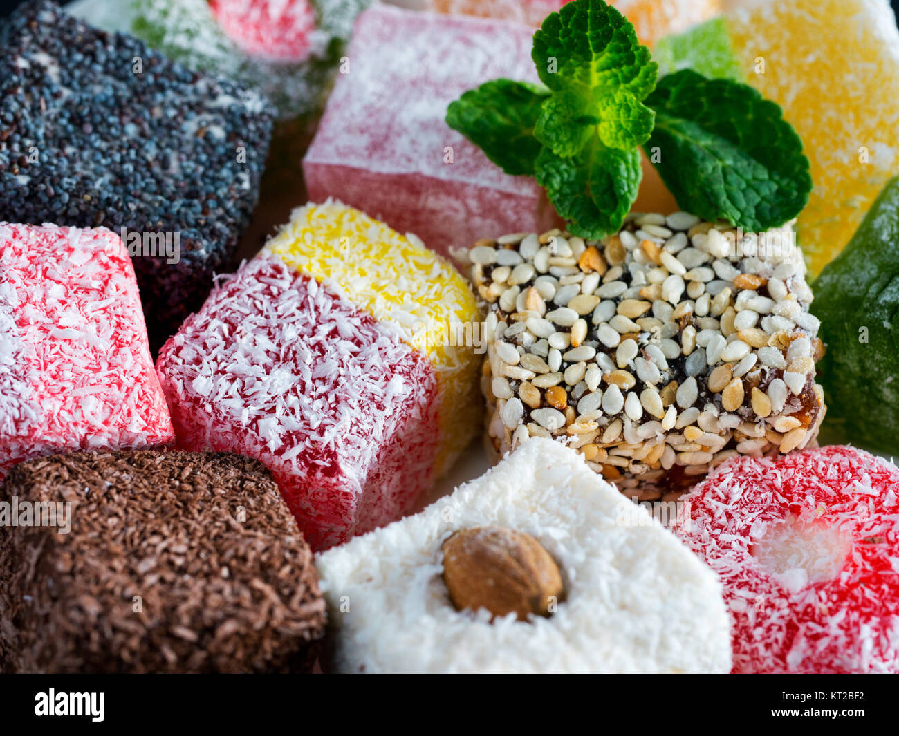 Turkish delight assorted close up Stock Photo - Alamy