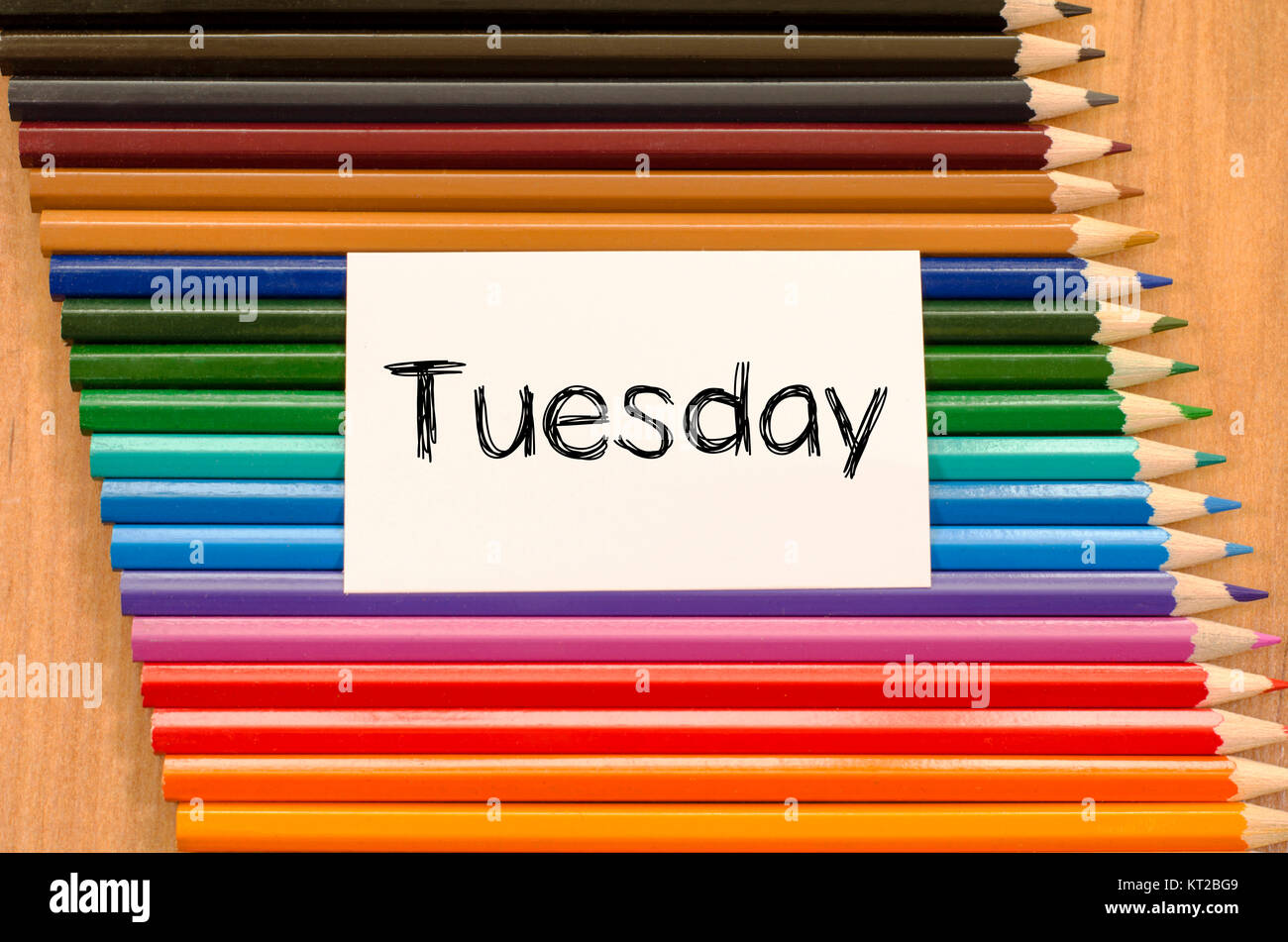 Tuesday text concept over white note Stock Photo - Alamy