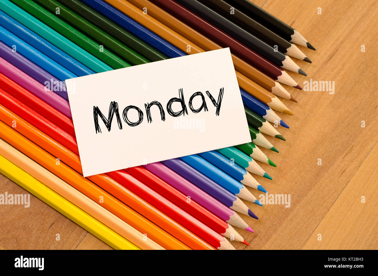 Monday text concept over white note Stock Photo - Alamy