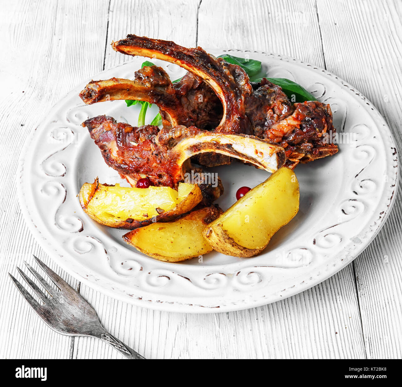 dish of baked lamb ribs Stock Photo - Alamy