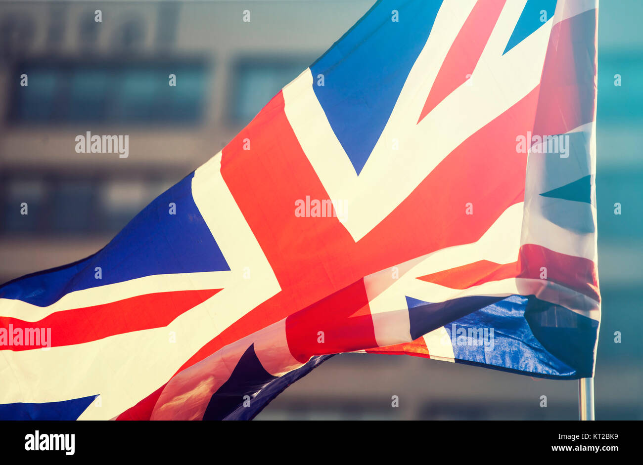 Union jack flying in the sky Stock Photo - Alamy