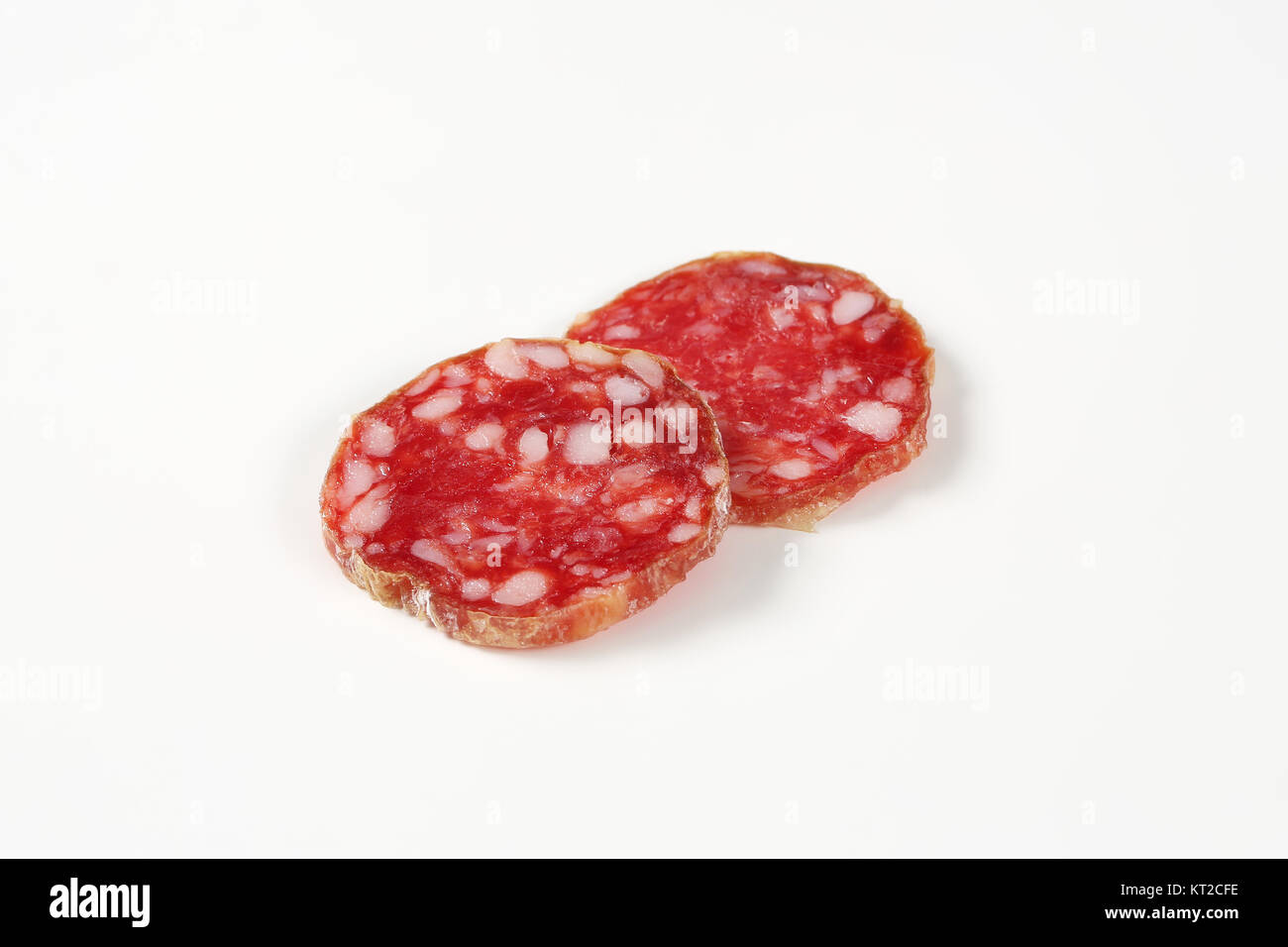 French dry cured sausage slices Stock Photo - Alamy