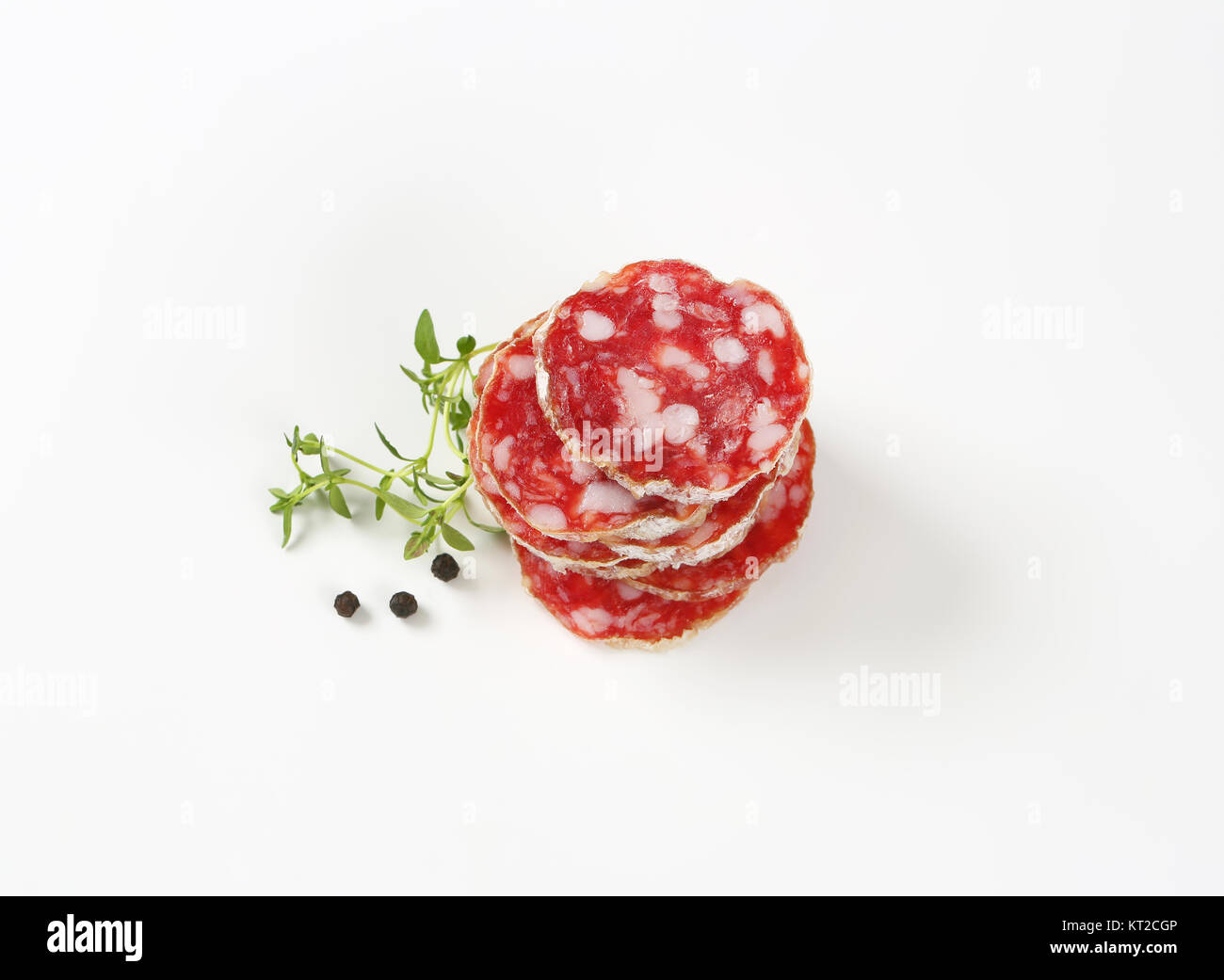 French dry cured sausage slices Stock Photo - Alamy