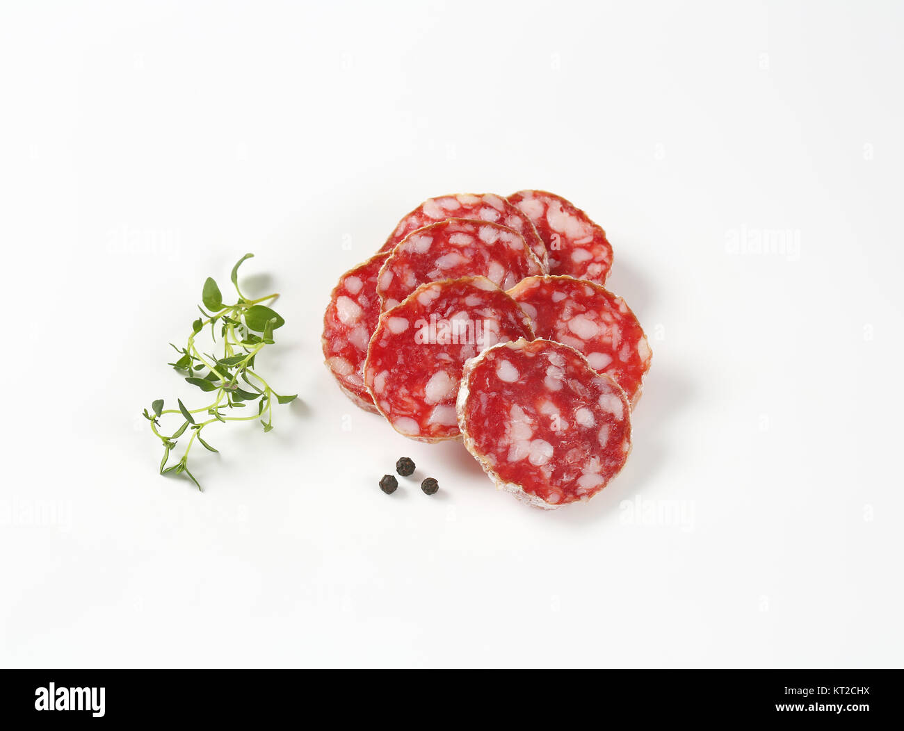 French dry cured sausage slices Stock Photo - Alamy