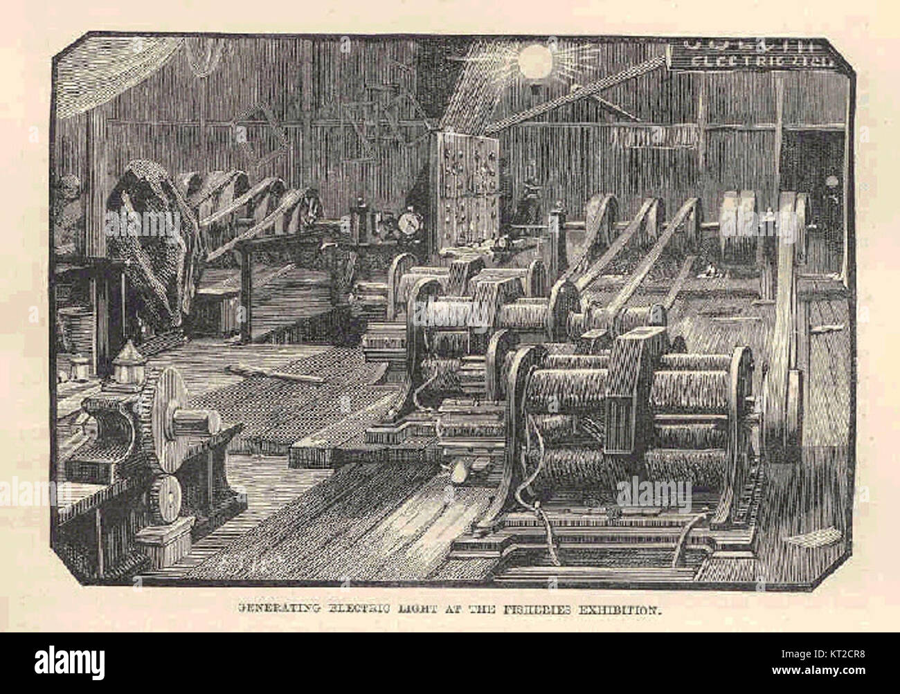 This image captures a demonstration of electric light generation at the ...