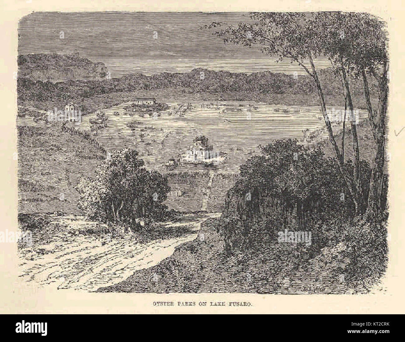 Oyster parks on Lake Fusaro, Italy, are dedicated areas in the lake ...