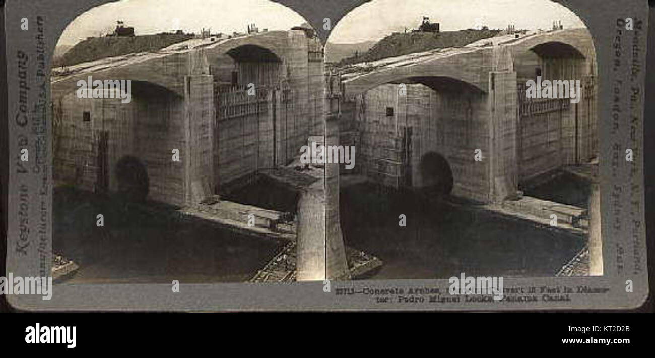 This photograph depicts the construction of concrete arches supporting ...