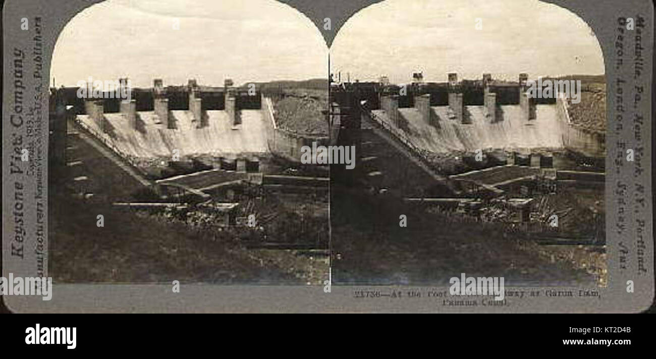 This photograph captures the Gatun Dam, an integral part of the Panama ...