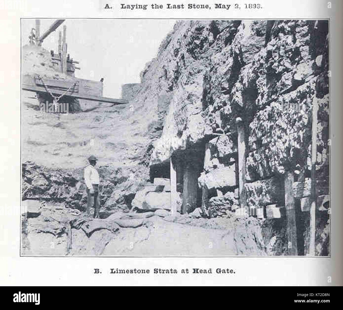 The Austin Dam in Pennsylvania, with its limestone strata at the head ...