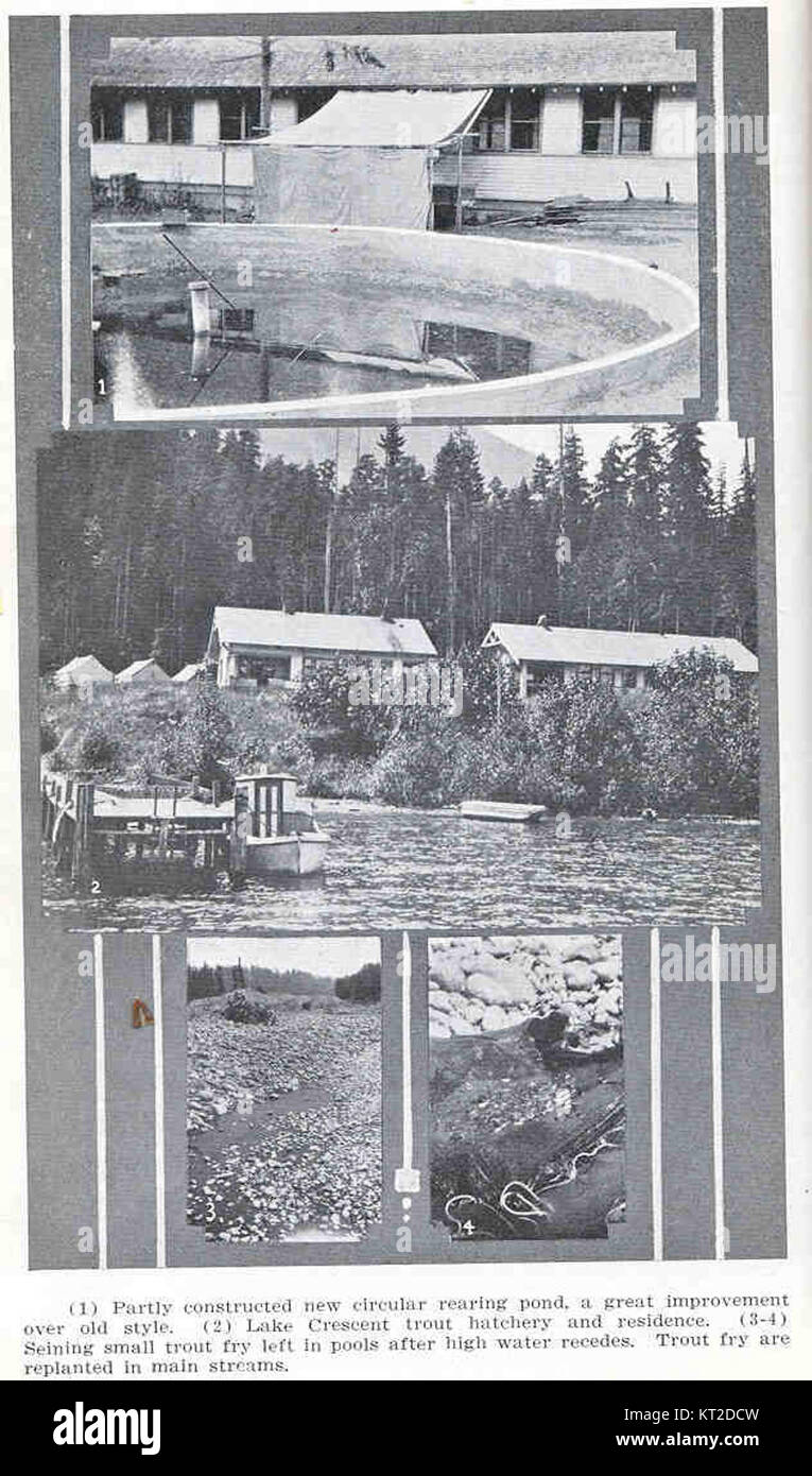 The photograph shows a newly constructed circular rearing pond at Lake ...