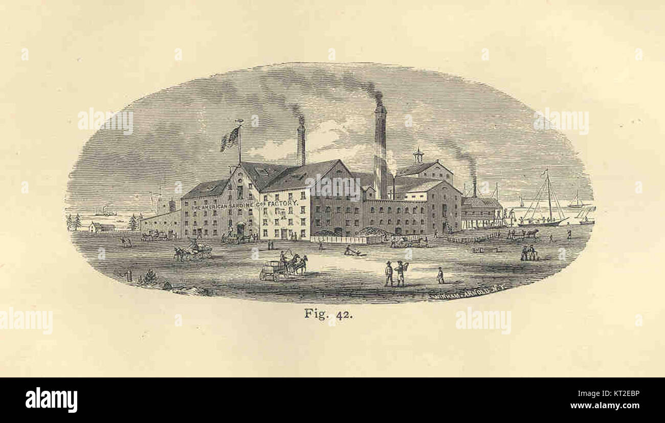This photograph shows the factory of the American Sardine Company in ...