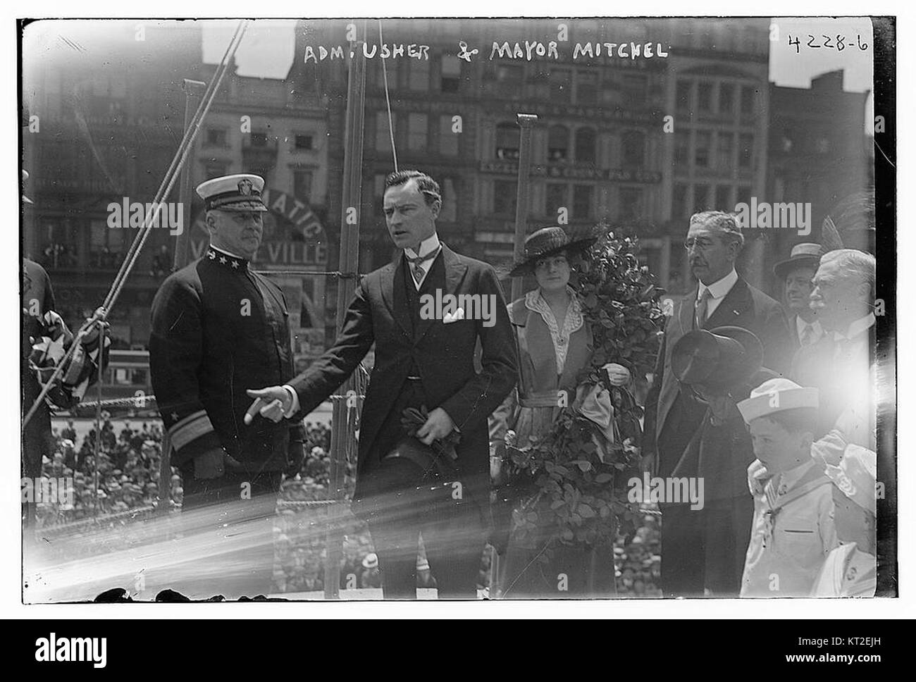 Admiral Usher and Mayor Mitchel are captured in this historical ...